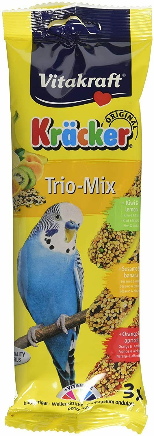 Budgie Kracker Trio Mix, Kiwi- & Lemon/ Sesame & Banana/ Orange ...