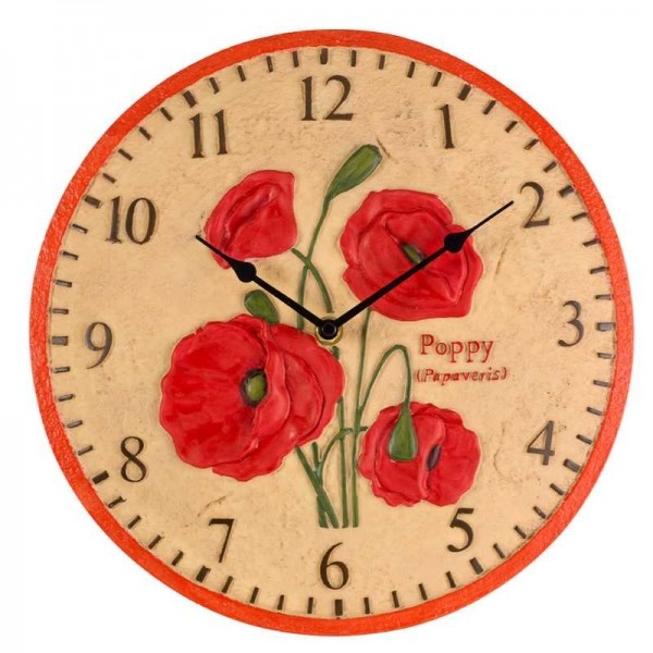 S/G POPPY WALL CLOCK 12" • Homeleigh Garden Centres