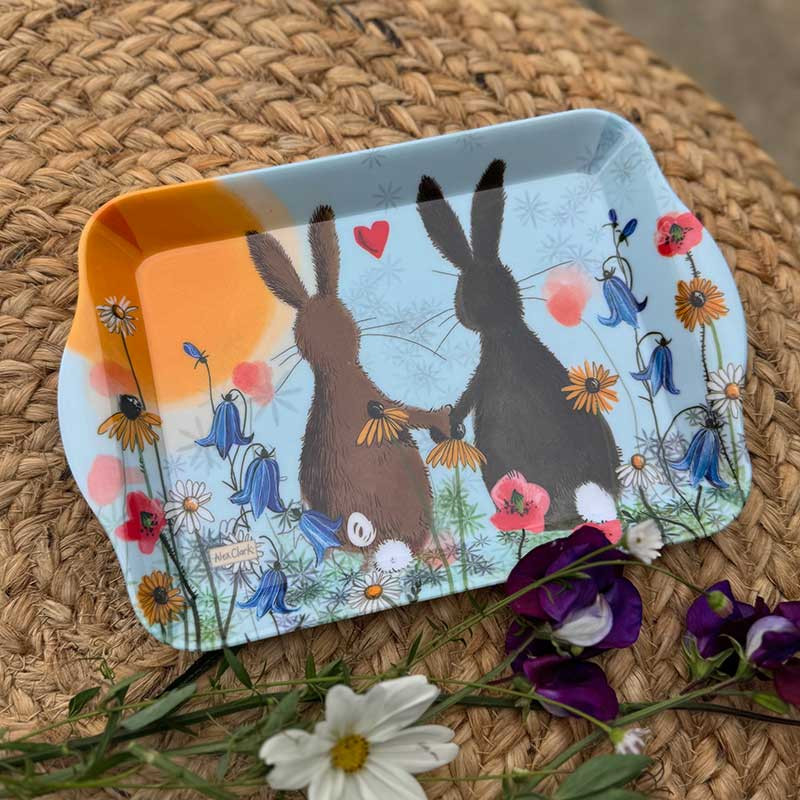 ALEX CLARK RABBIT AND WILD FLOWER TRAY - SMALL • Homeleigh Garden Centres